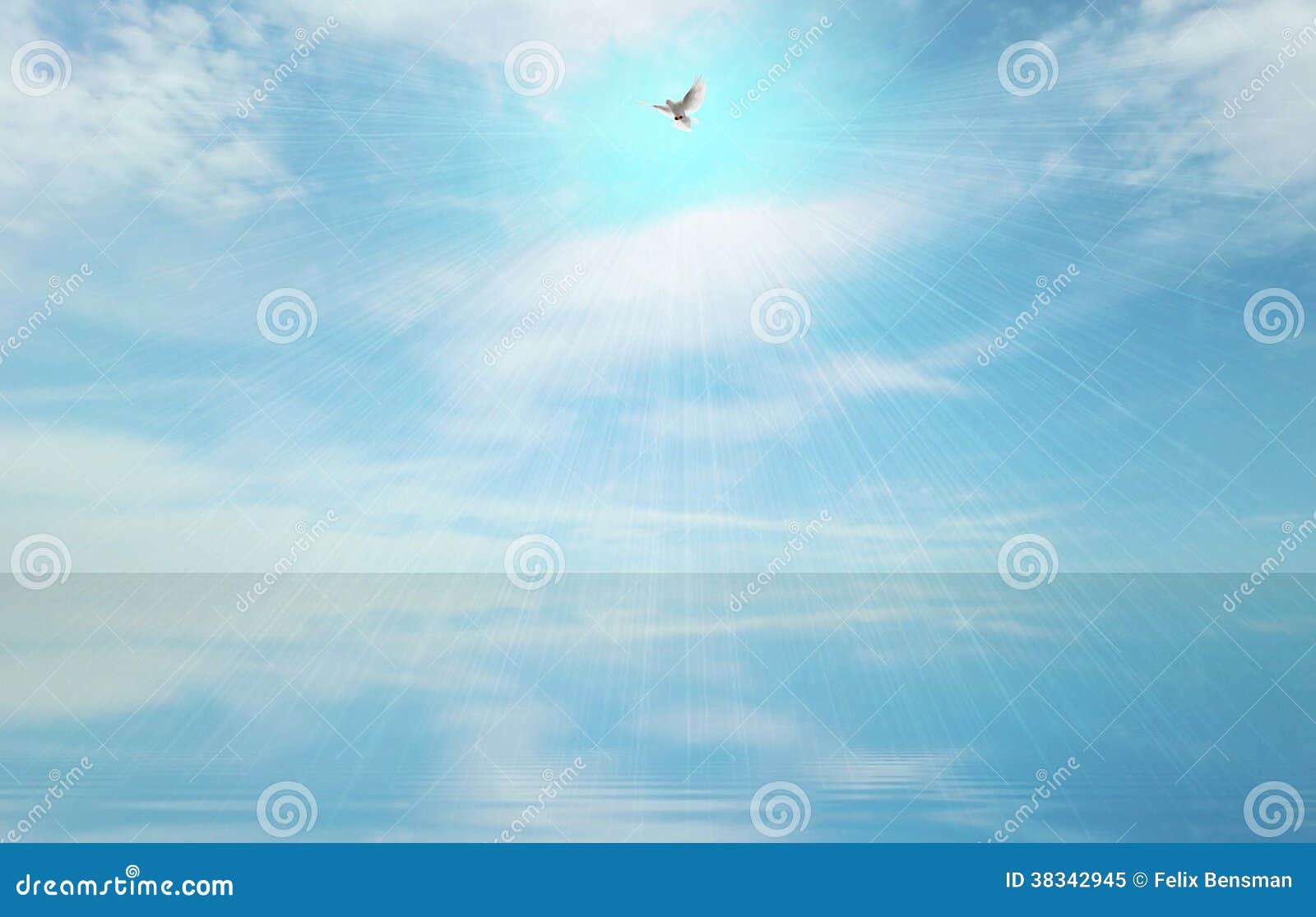 Holy Spirit Bird Flies In Skies, Bright Light Shines From Heaven ...