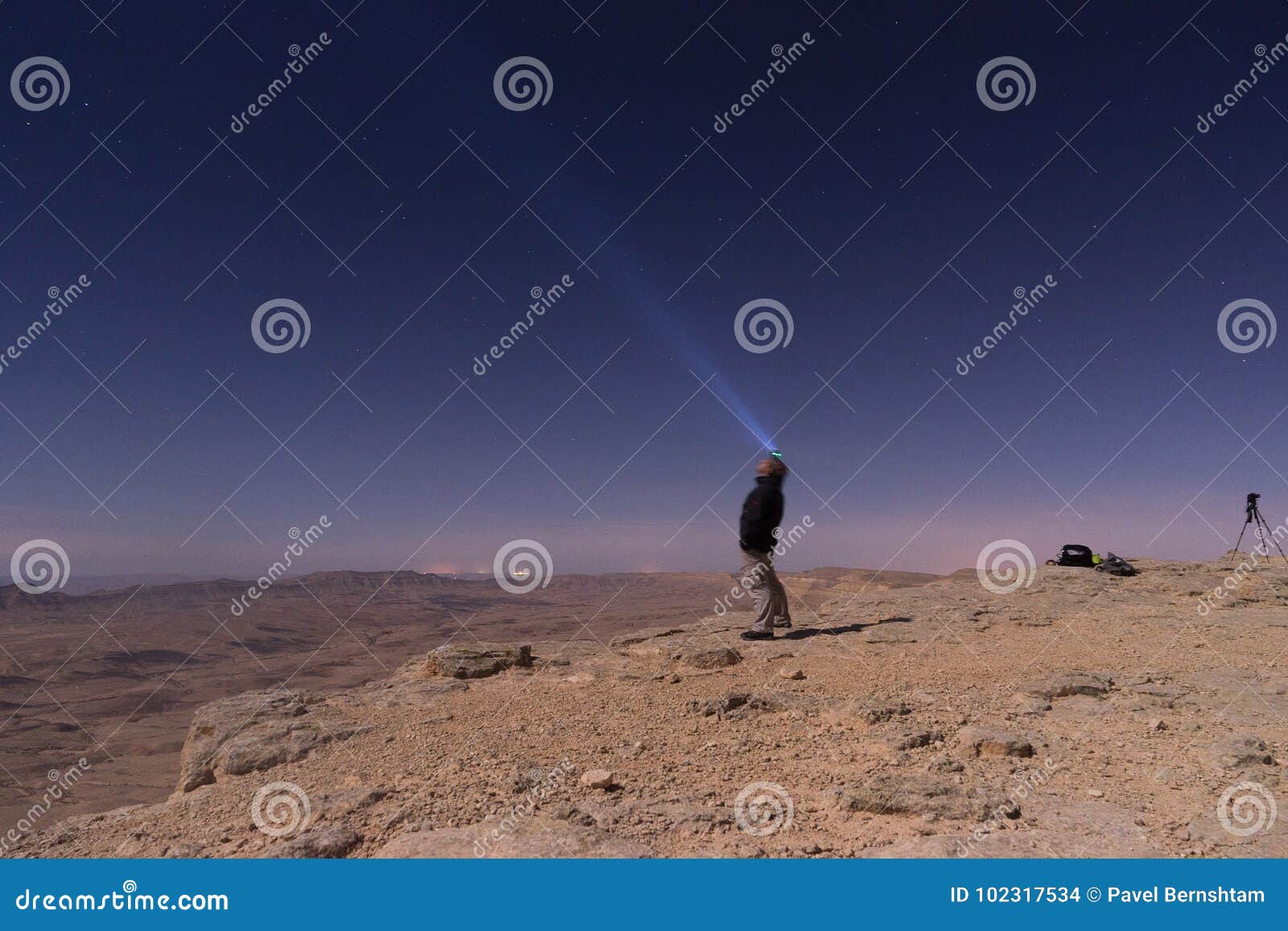 Light Beam into the Night Desert Editorial Stock Image - Image of ...