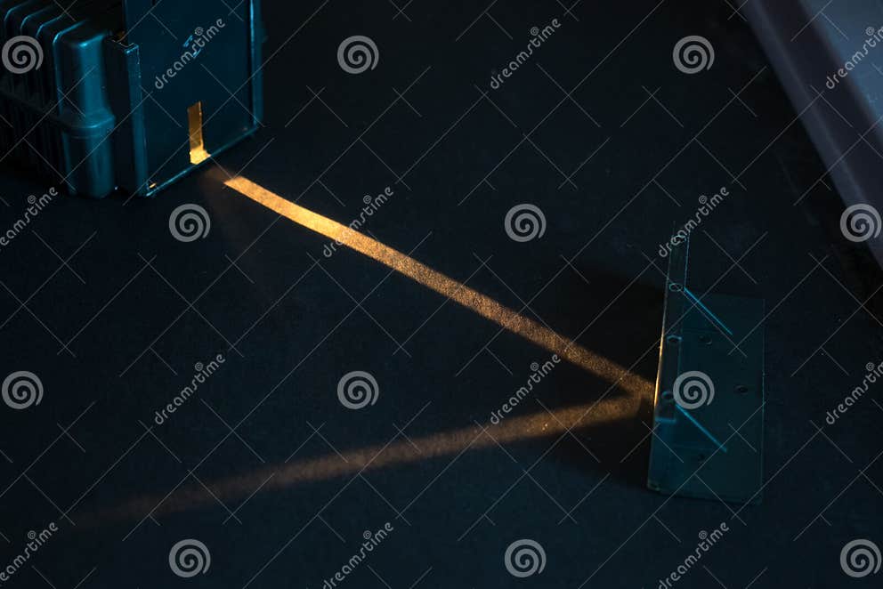 Optical Experiment. Demonstration of Reflection of a Light Beam in a ...