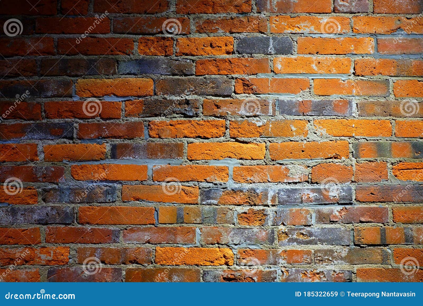 Light Beam with Shadow on Old Red Brick Wall Texture Background. Stock ...