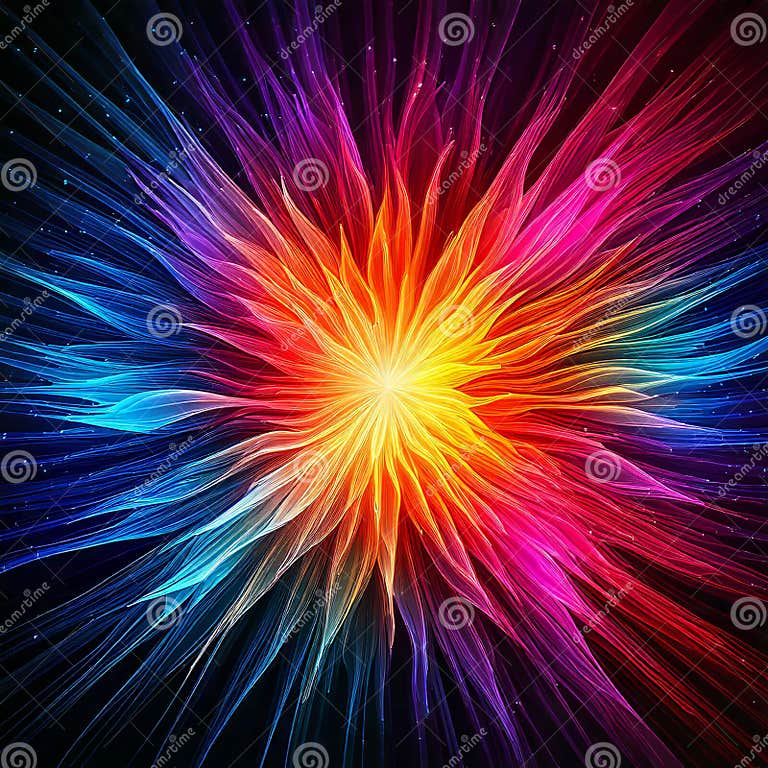 Vibrant Starburst of Colorful Light Beams Radiating from a Central ...