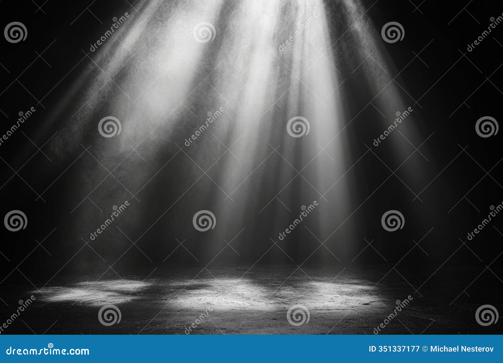 Light Beams Shining through Smoke in Dark Room with Concrete Floor ...