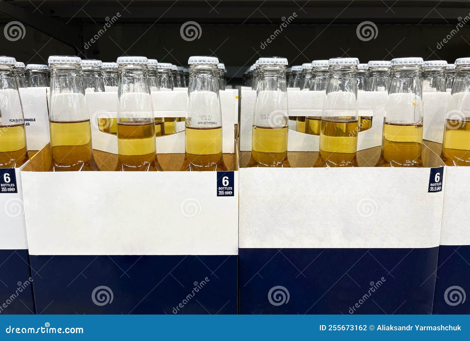 Light Beer in Packs of 6 Bottles Close-up Stock Photo - Image of ...