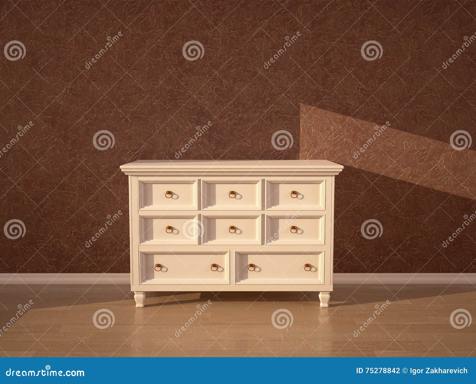 Light Beige Chest of Drawers in the Interior Stock Illustration ...