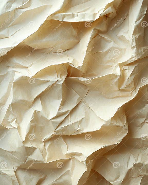 Light Beige Crumpled Paper Background with Soft Texture and Diffused ...