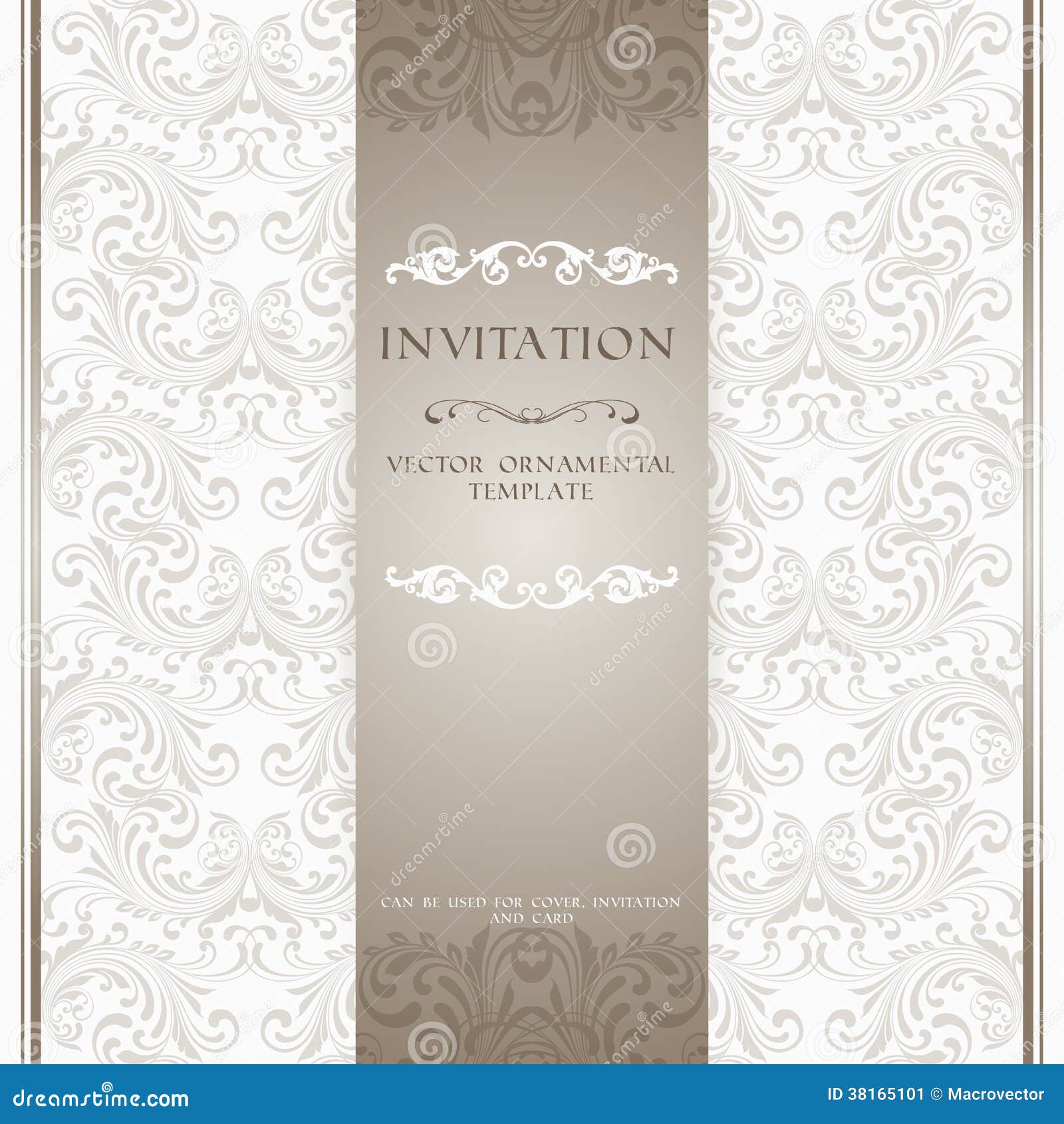 Light Beige Ornamental Invitation Card Cartoon Vector | CartoonDealer ...