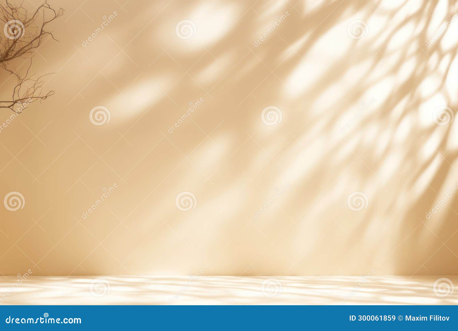 Light Beige Studio Background with Blurred Shadow from Tree Branches on ...