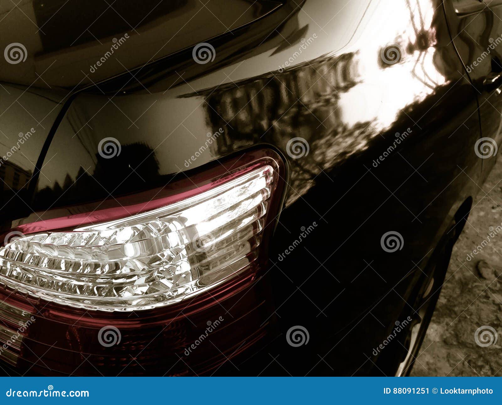 Light of a black car. stock image. Image of detail, modern - 88091251