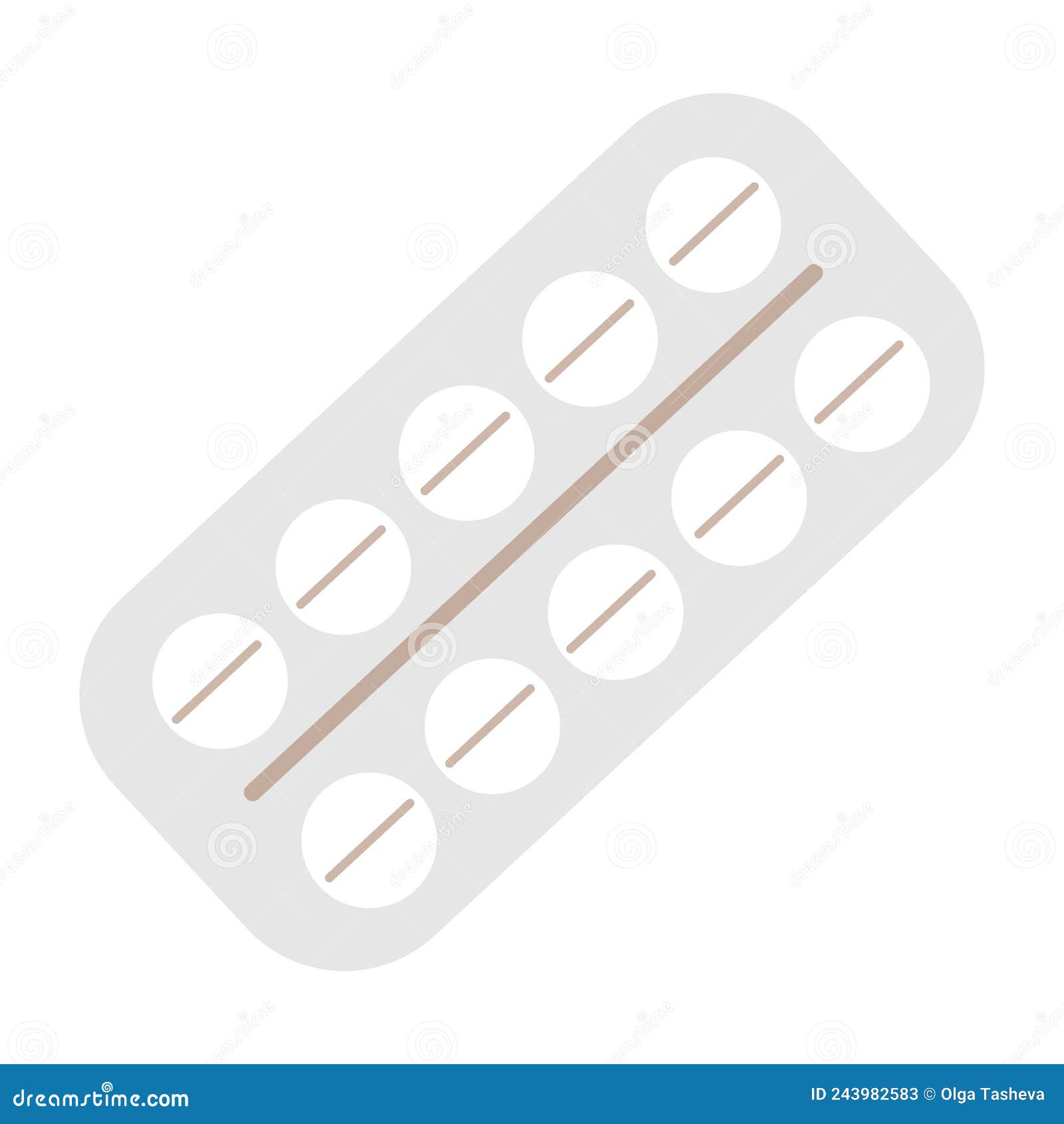 Light Blister with White Tablets in Simple Flat Style Stock ...