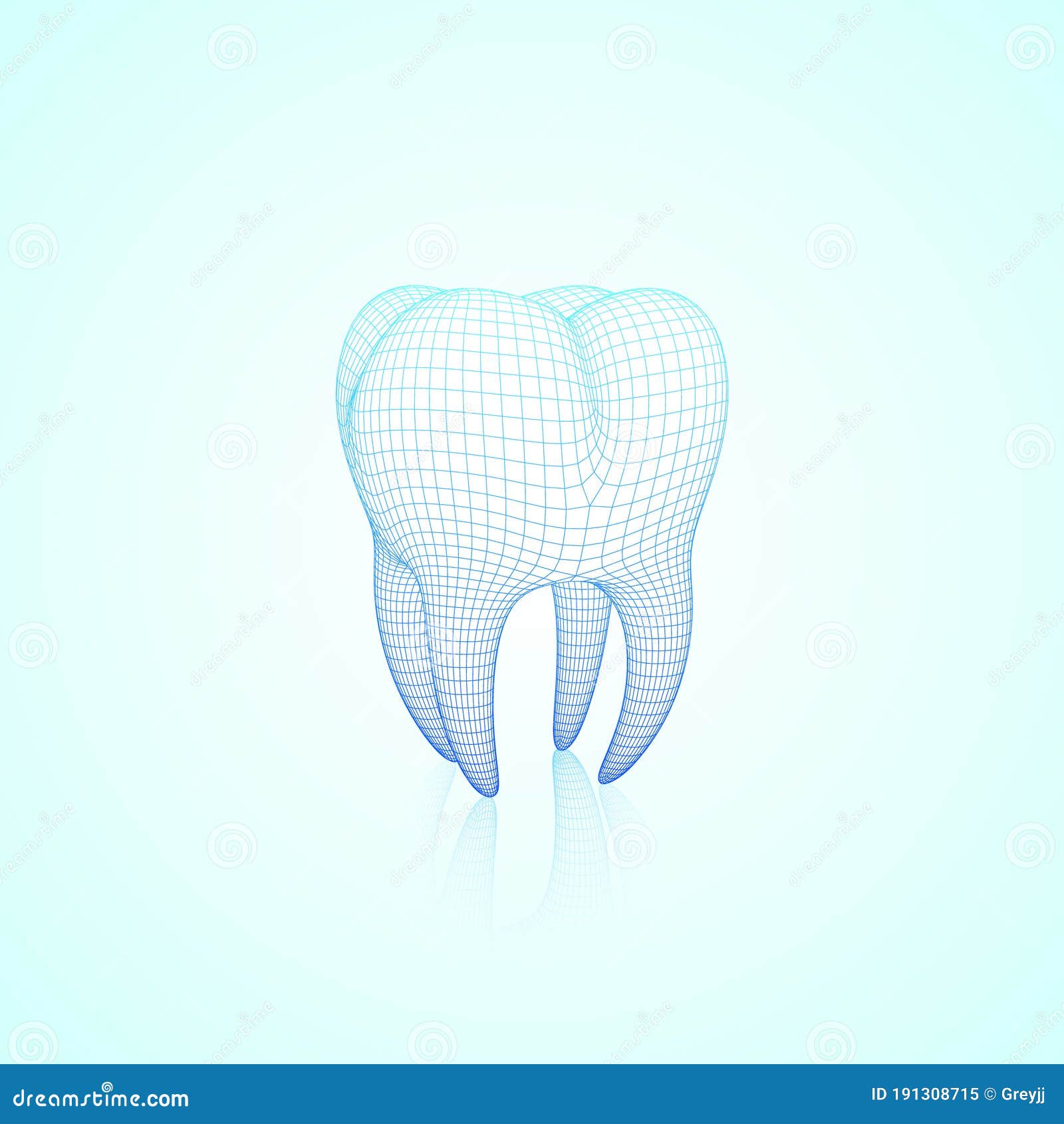 Light Blue Abstract Vector Wireframe Polygonal Mesh Tooth with ...