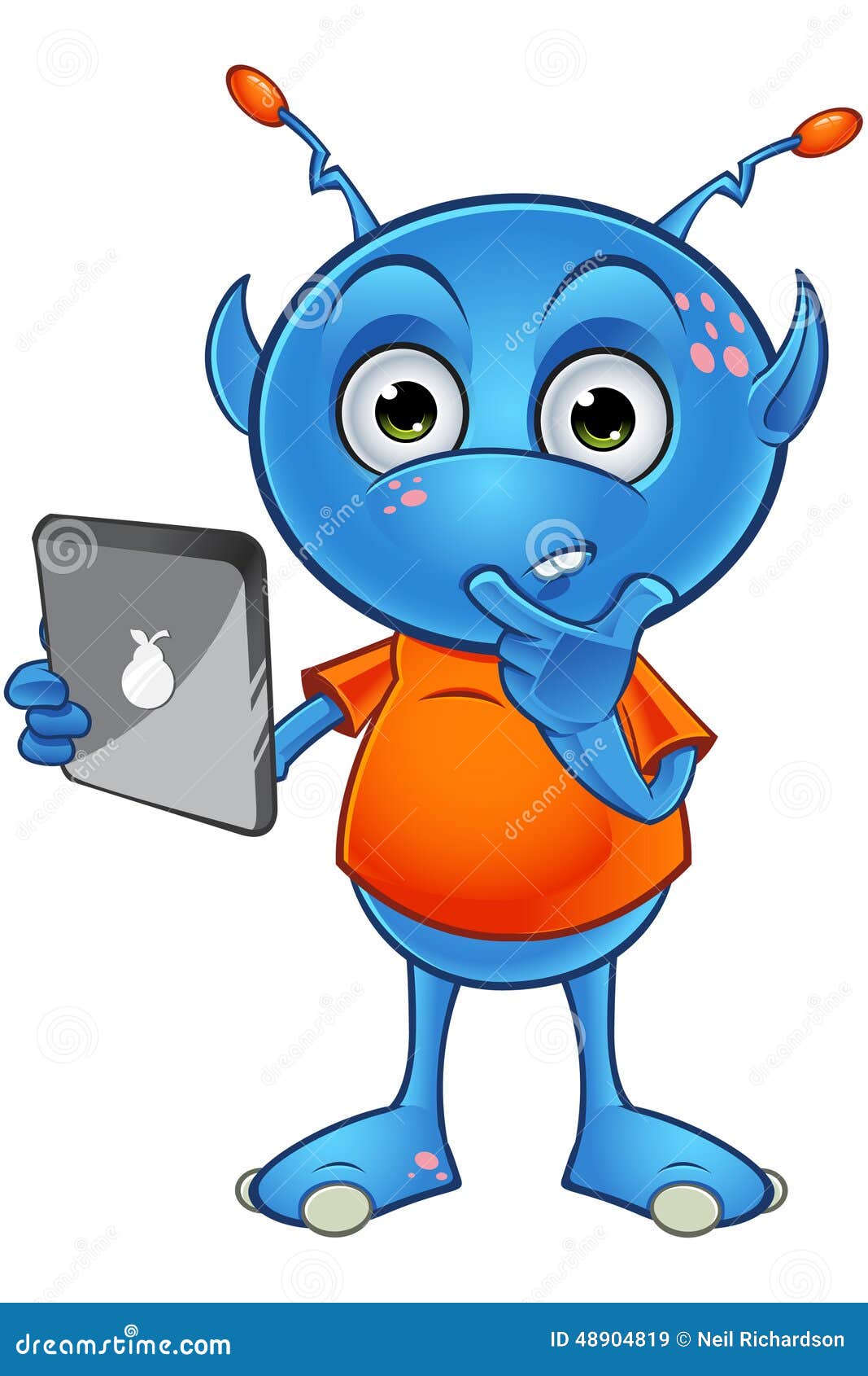 Light Blue Alien Character stock vector. Illustration of aliens - 48904819