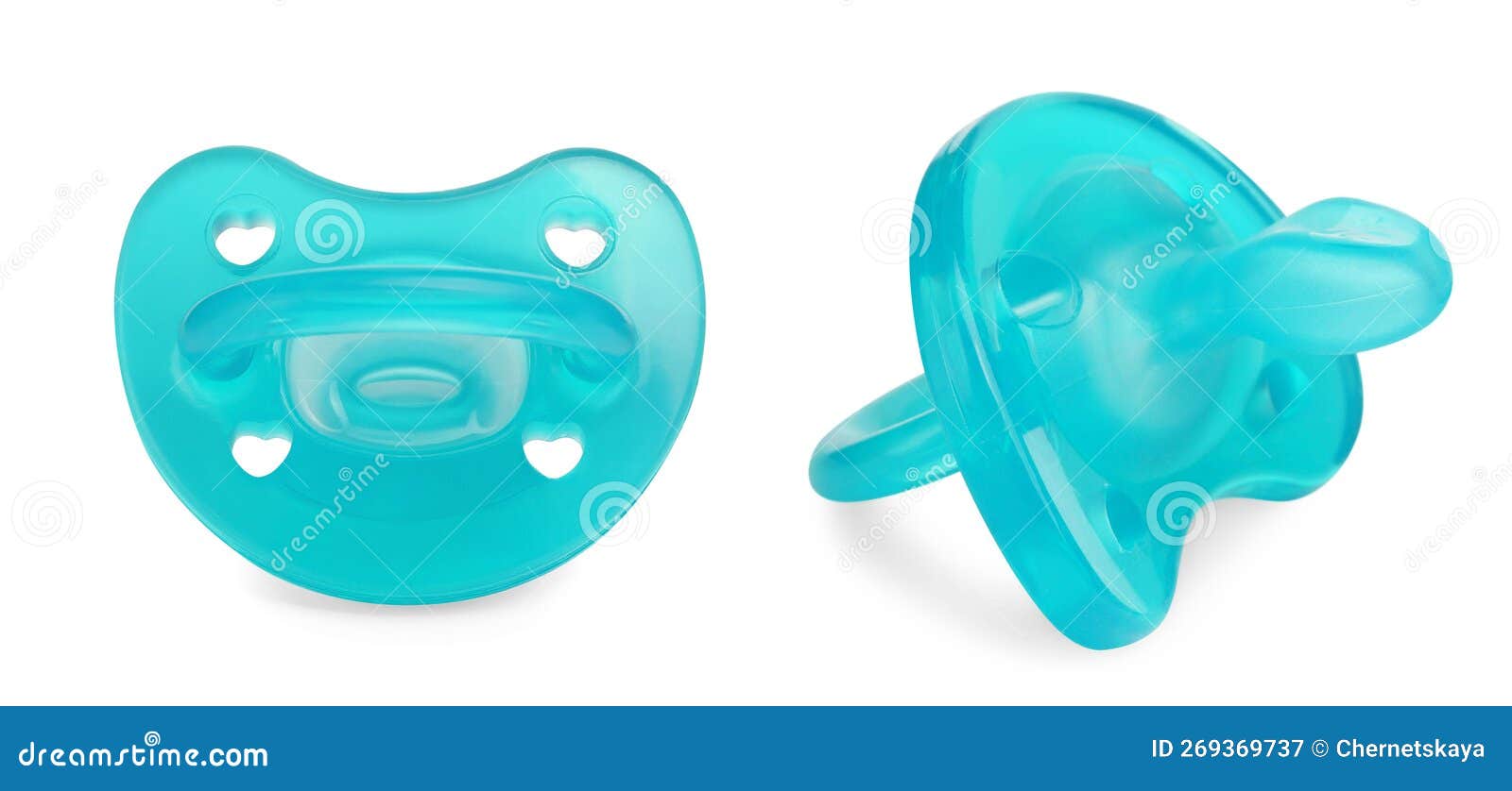 Light Blue Baby Pacifier on White Background, Views from Different ...