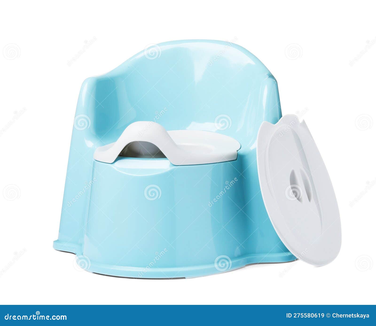 Light Blue Baby Potty Isolated on White. Toilet Training Stock Image ...