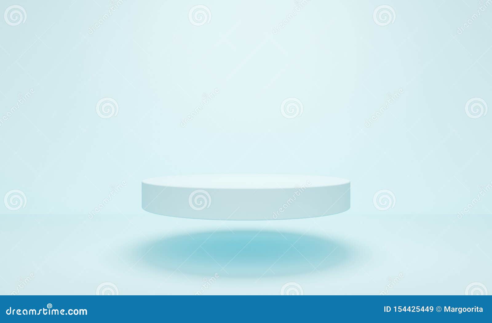 Light Blue Background with Flying Cylindrical Platform. 3d Rendering ...