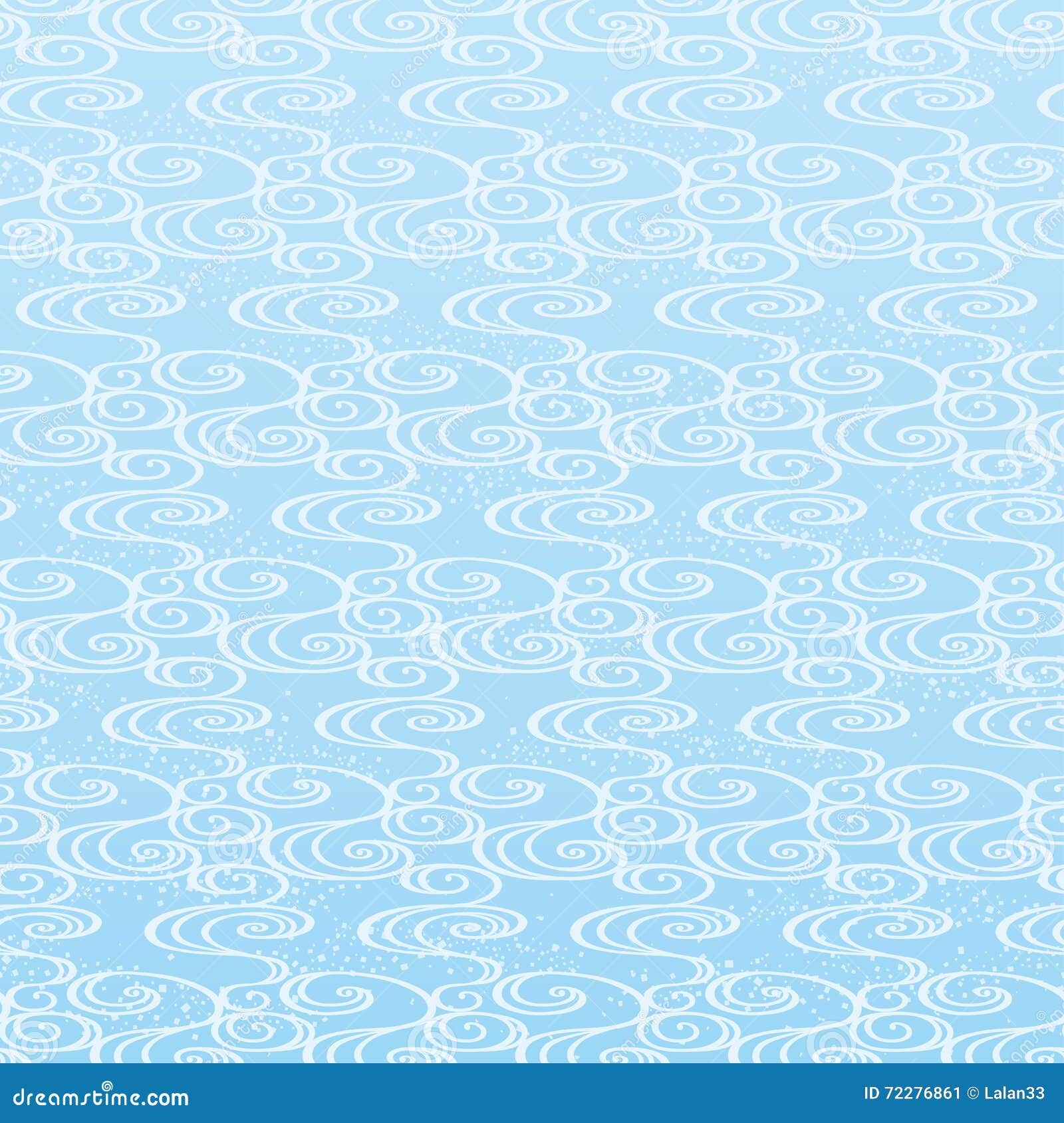 Light Blue Background with Japanese Wave and Silver Leaf. Stock Vector ...