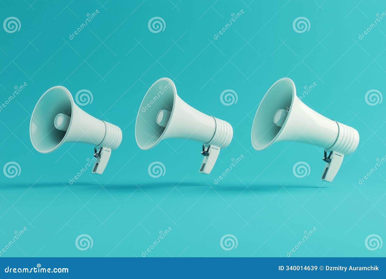 Light Blue Background with Megaphones and Speech Bubbles. a 3D ...