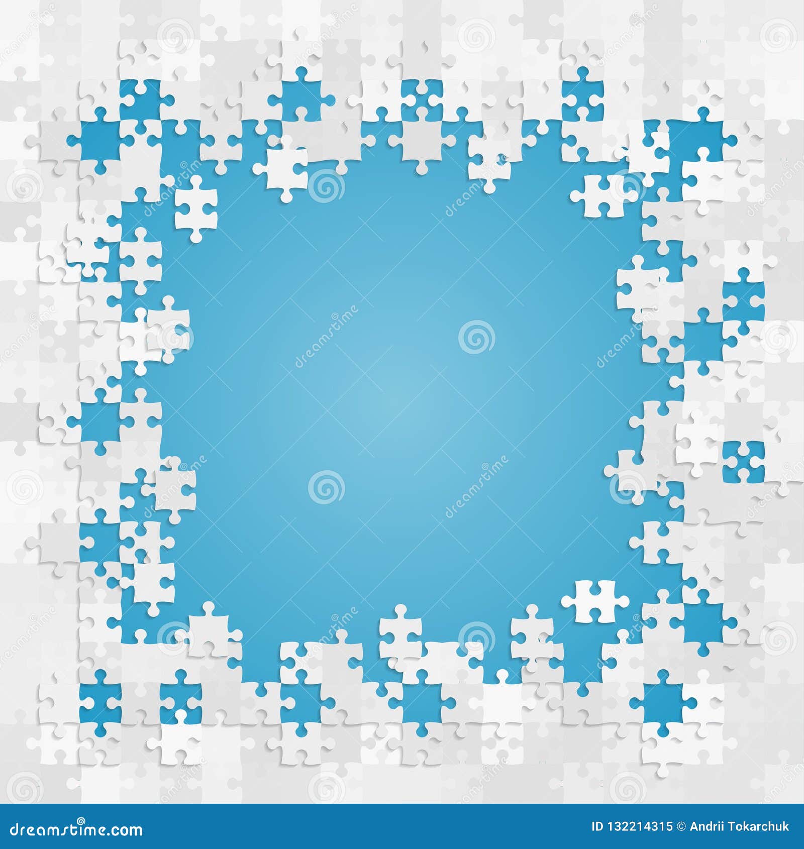 The Blue Puzzle Frame. Puzzle Pieces Banner . Stock Vector ...