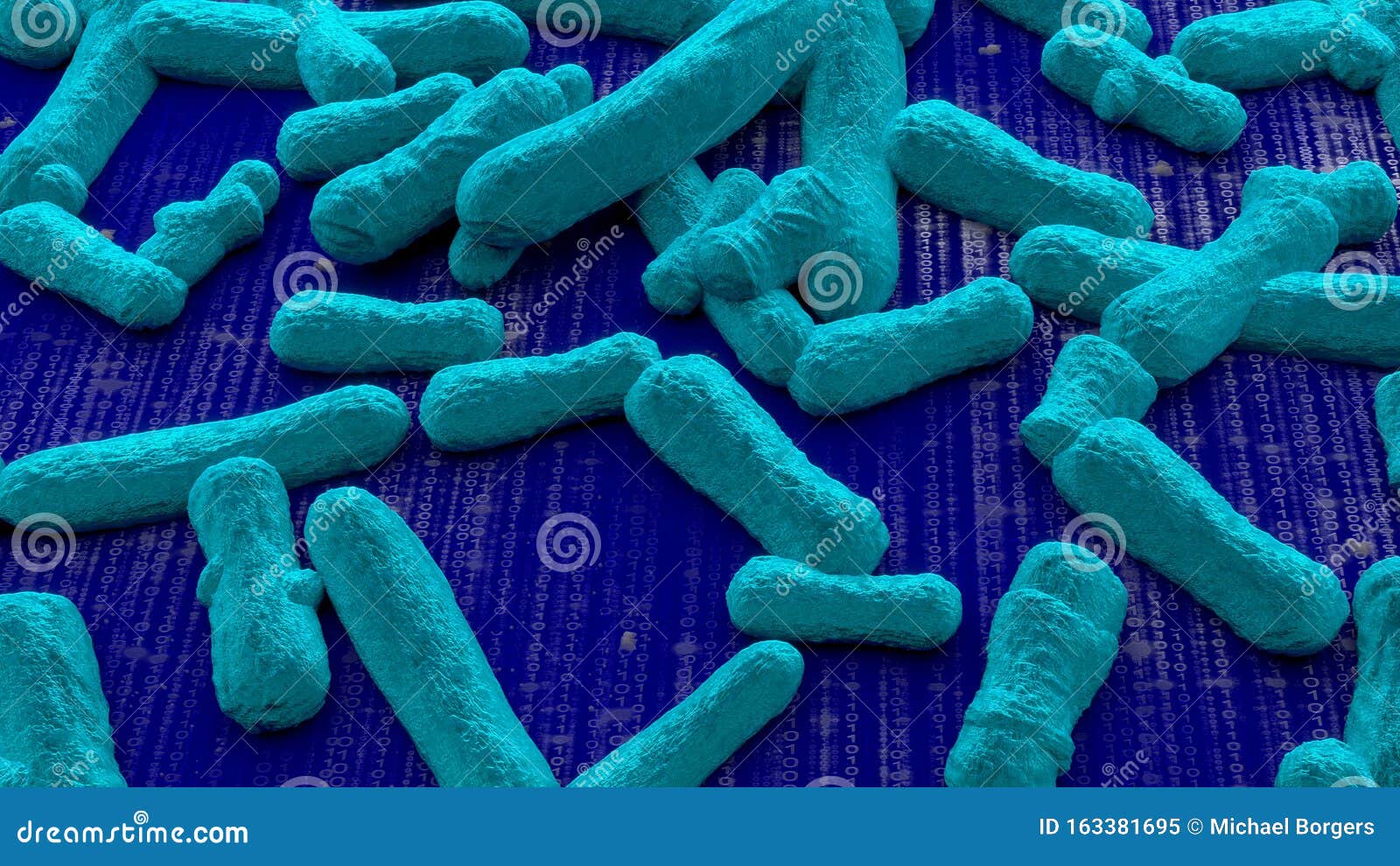 Light Blue Bacteria on Binary Floor Cybersecurity Concept Stock ...