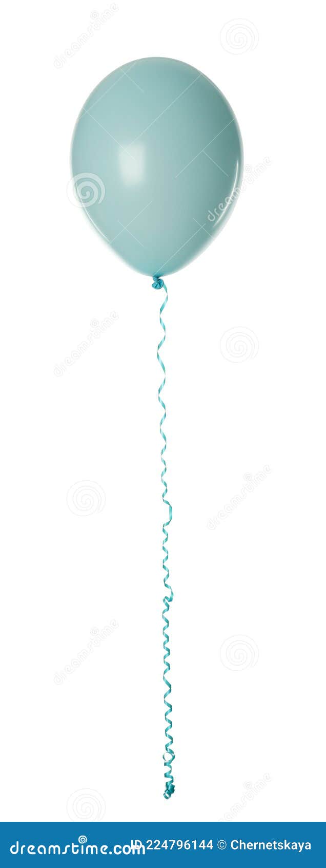 Light Blue Balloon with Ribbon Isolated on White Stock Photo - Image of ...