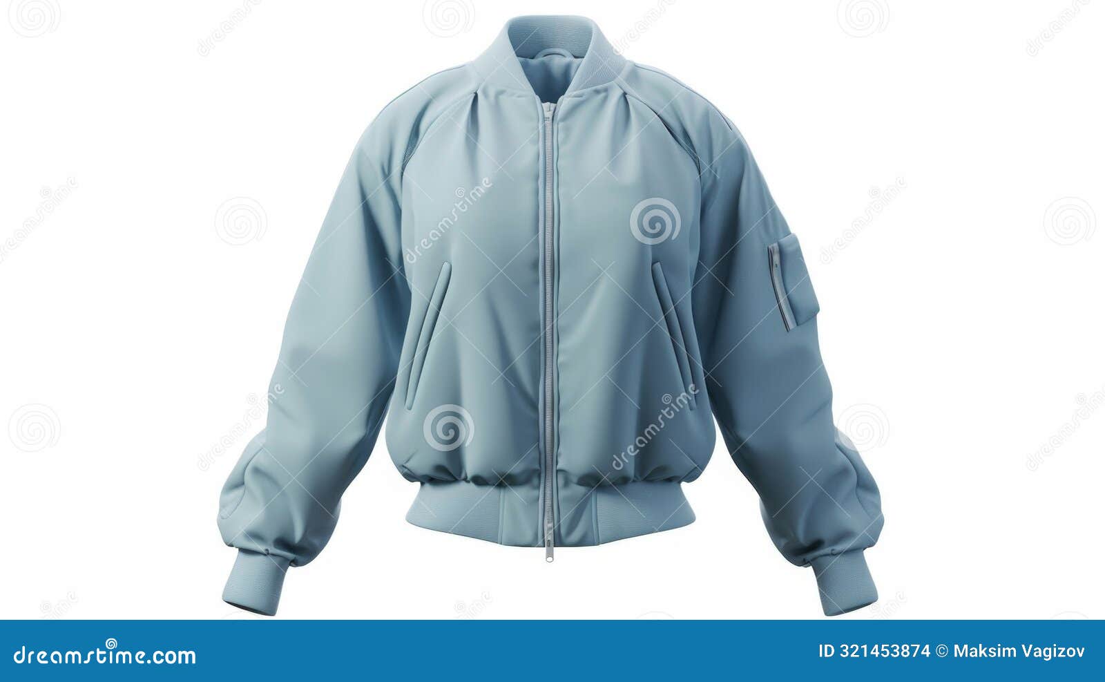 Light Blue Bomber Jacket on White Background, Generative AI Stock Photo ...