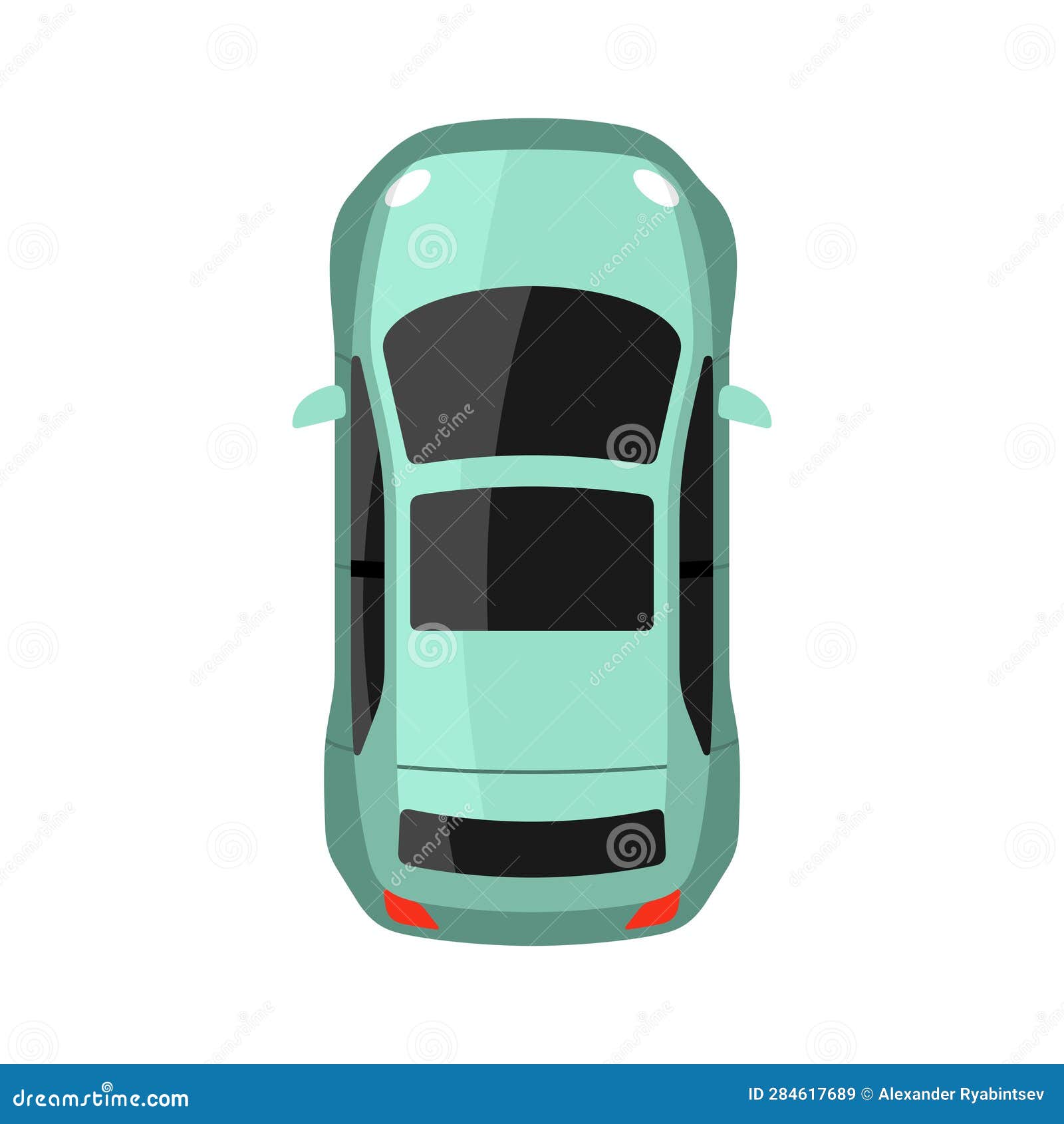 Light Blue Car Top View Vector Illustration. Sedan Car Illustration ...