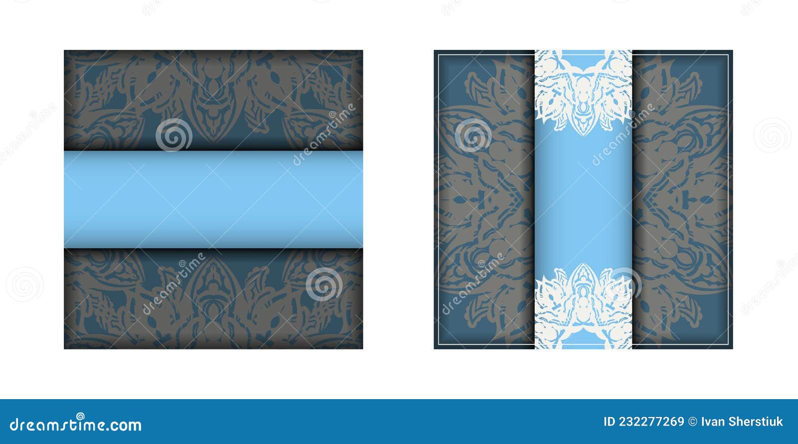 Light Blue Card with Indian White Pattern for Your Brand. Stock Vector ...