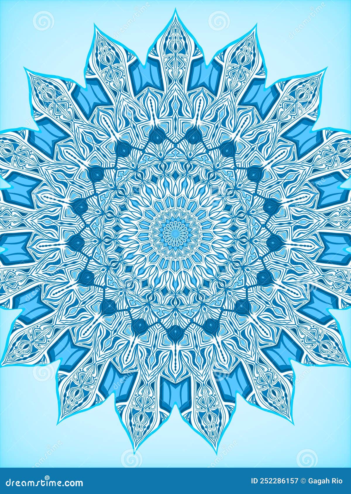 Light Blue Circle Modern Geometric Snowflake Pattern Stock Illustration ...