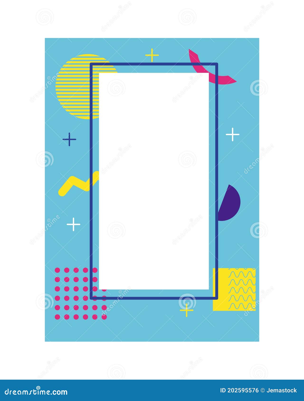 Light Blue Color Memphis Style Background with Rectangle Stock Vector ...