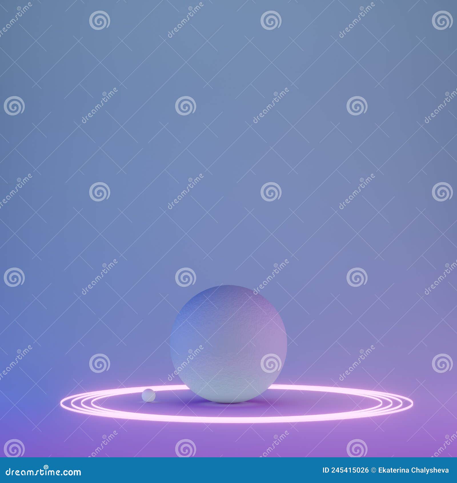 Light Blue Colored Spheres with Neon Light, 3d Render Stock ...