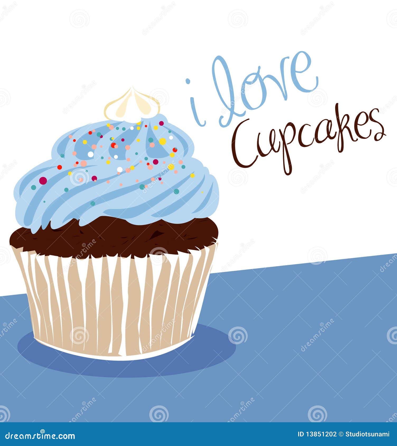 Light blue cupcake stock vector. Illustration of tasty - 13851202