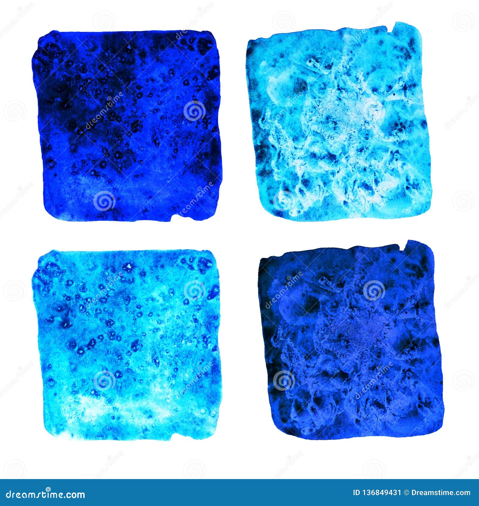 Light Blue Dark Blue Watercolor Square Spots Stock Image - Image of ...