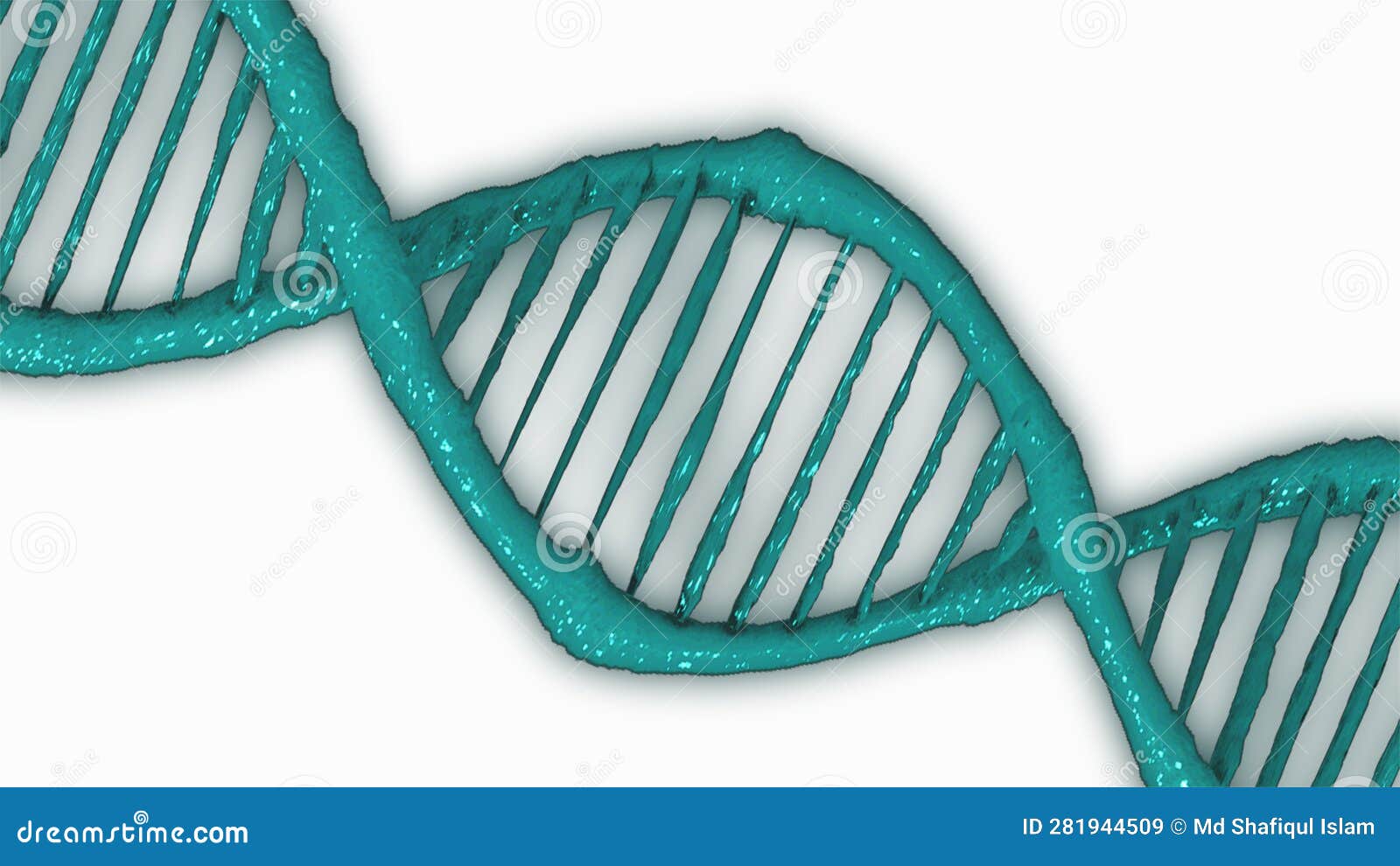 Light Blue DNA Structure Isolated on White Background. 3D Illustration ...