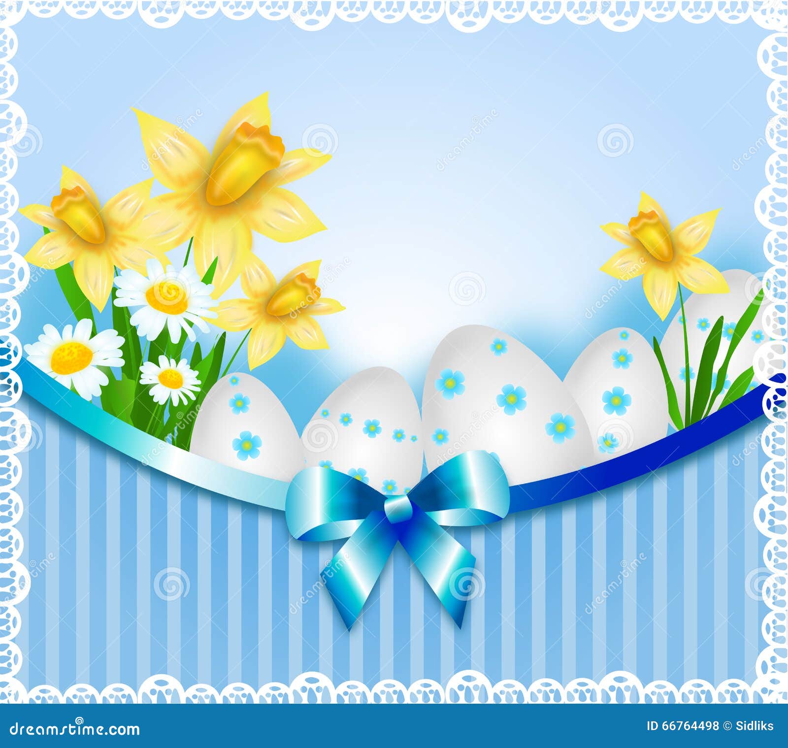 Light Blue Easter Background with Daffodil Stock Illustration ...