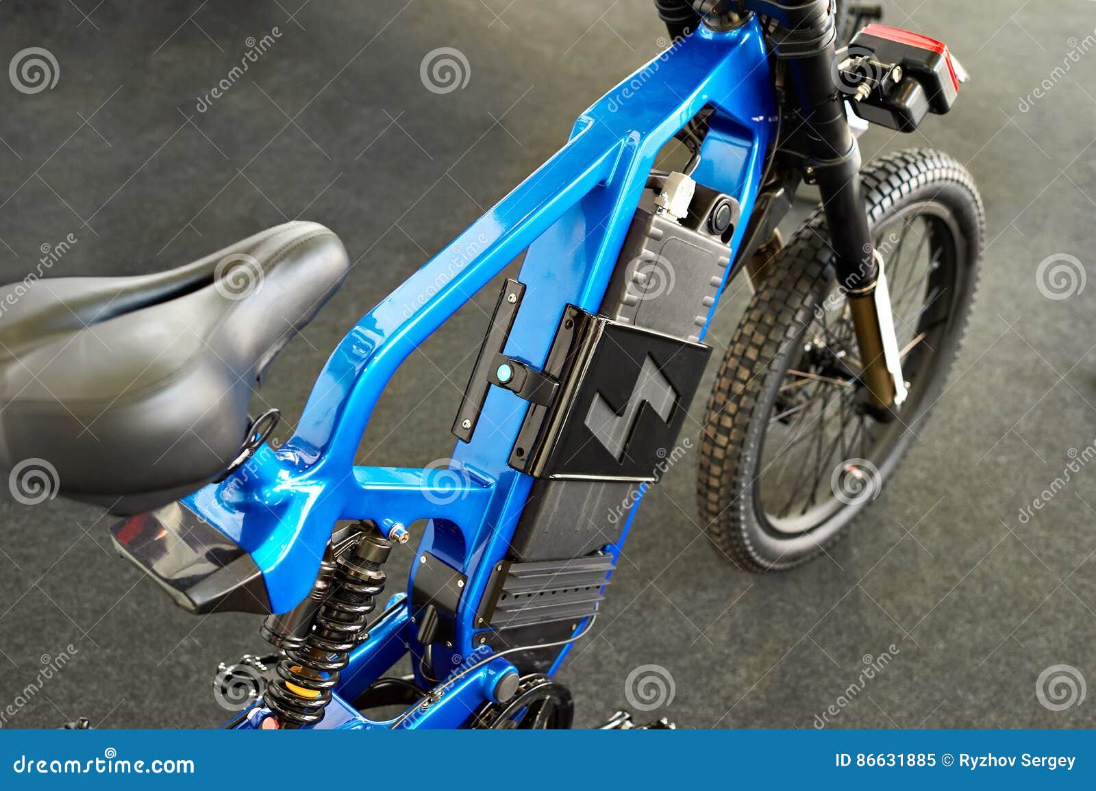 Light Blue Electric Motorcycle with Battery Stock Image - Image of ...