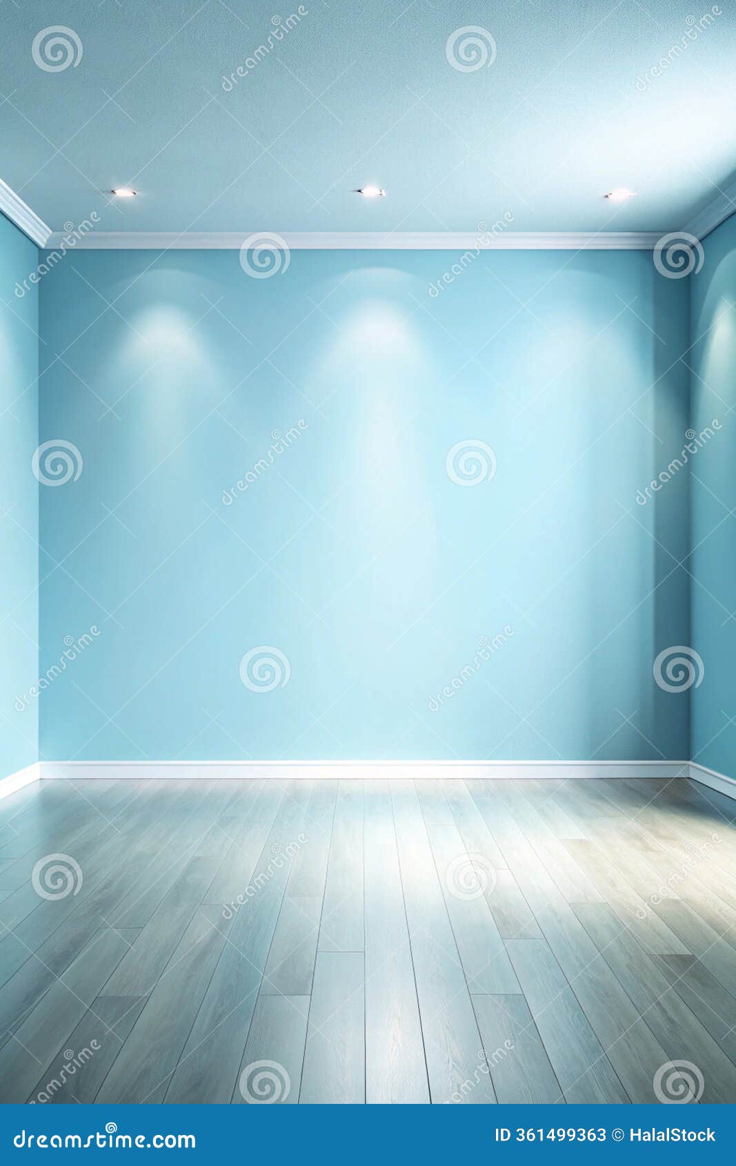 Light Blue Empty Wall with Smooth Floor Stock Illustration ...