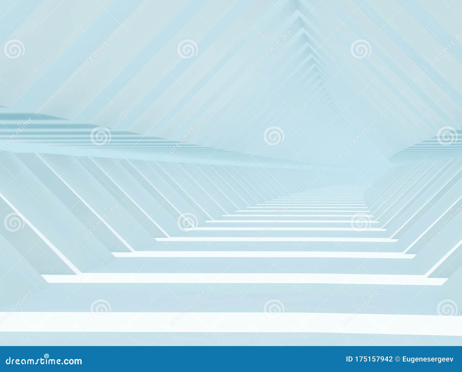 Light Blue Endless Tunnel Interior. 3d Rendering Stock Illustration ...