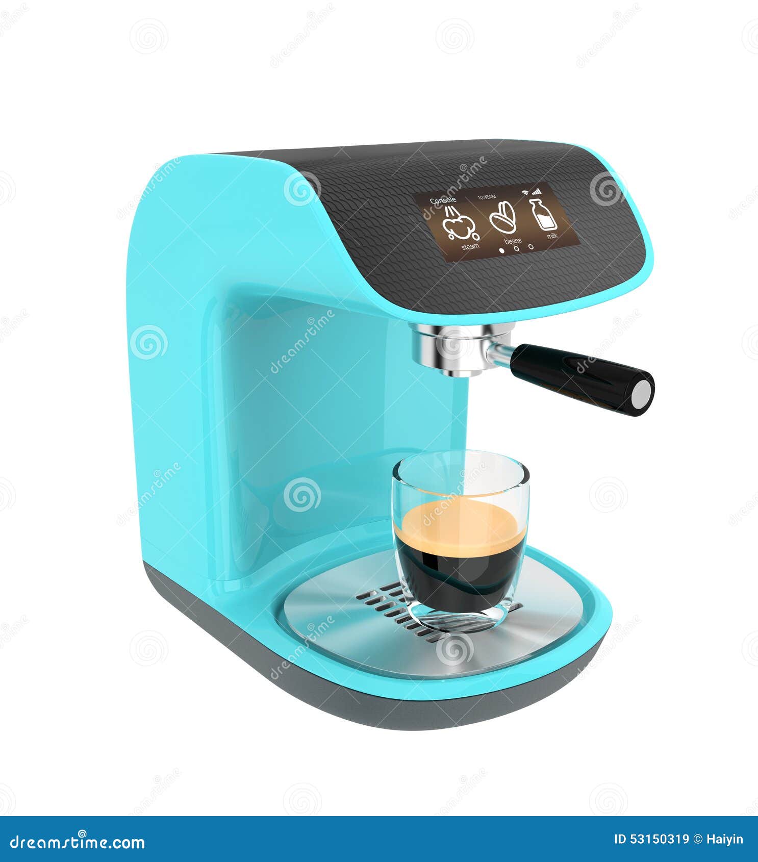 Light Blue Espresso Coffee Machine with Touch Screen Stock Image ...