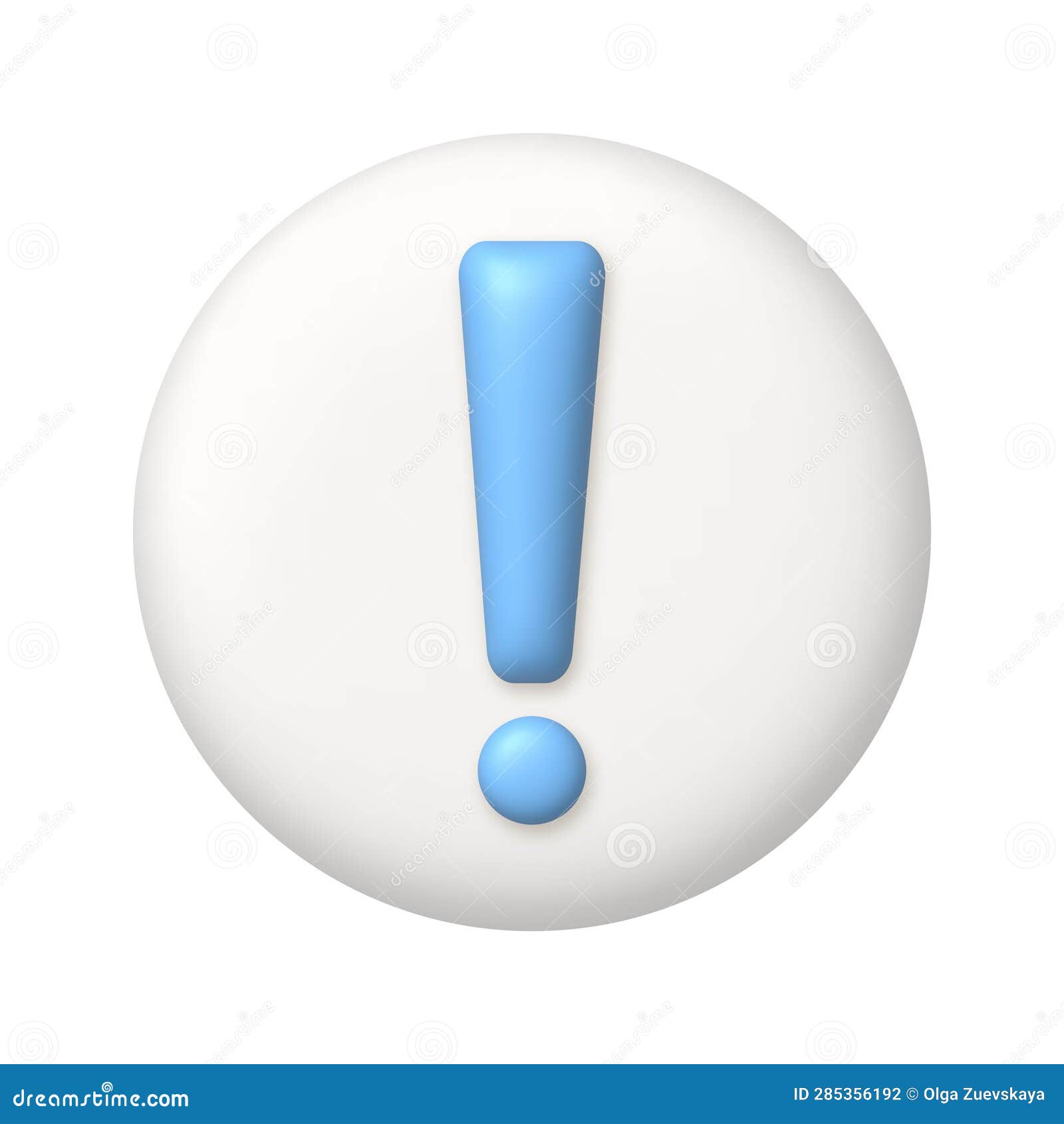 Light Blue Exclamation Mark Symbol on White Button. Attention or ...