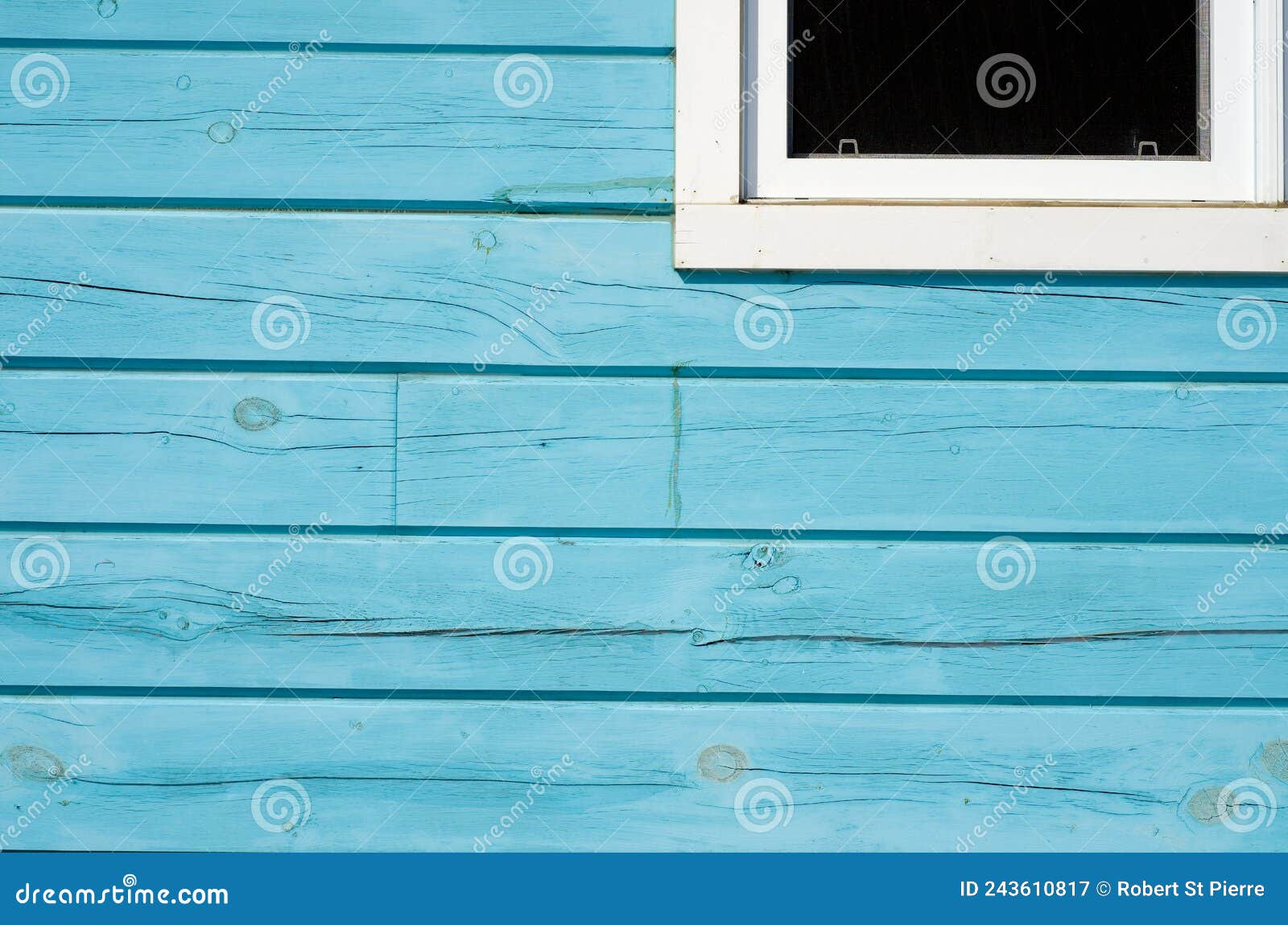 Light Blue Exterior Wall with White Window Frame Stock Image - Image of ...