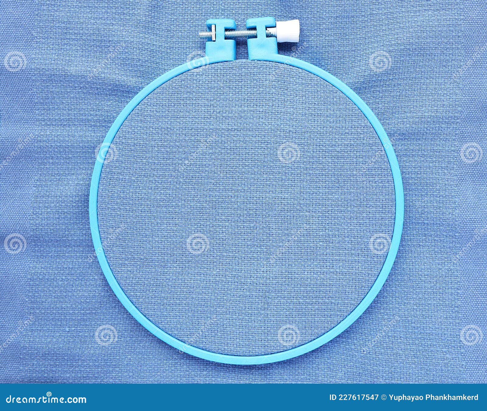 Light Blue Fabric for Embroidery in Round Embroidery Frame. Stock Image ...