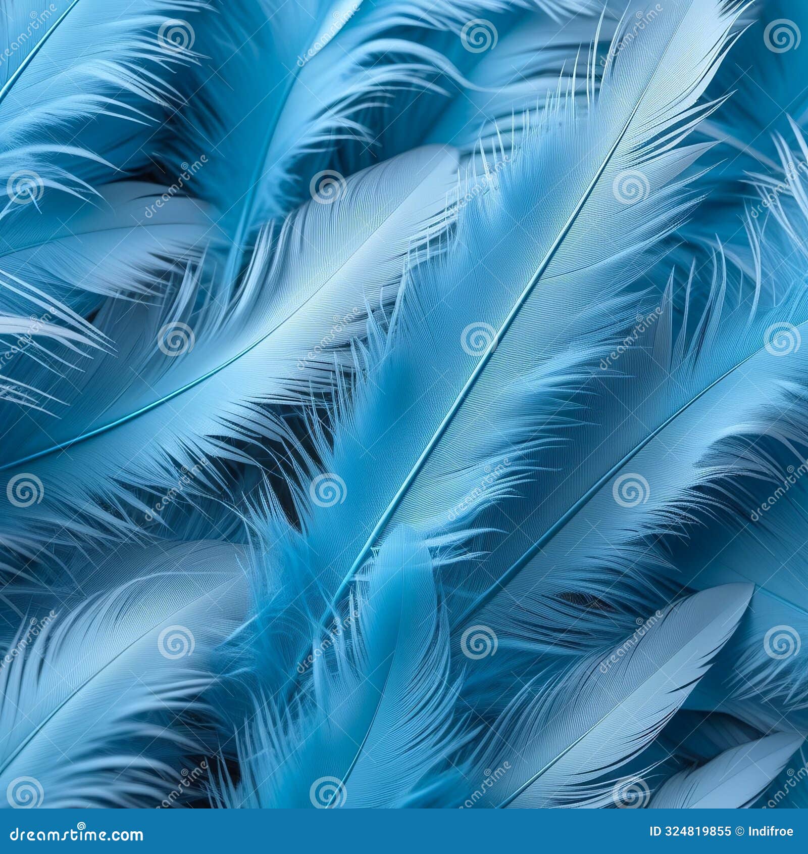 Light Blue Feathers with Fluffy Texture Arranged in Layered Slightly ...