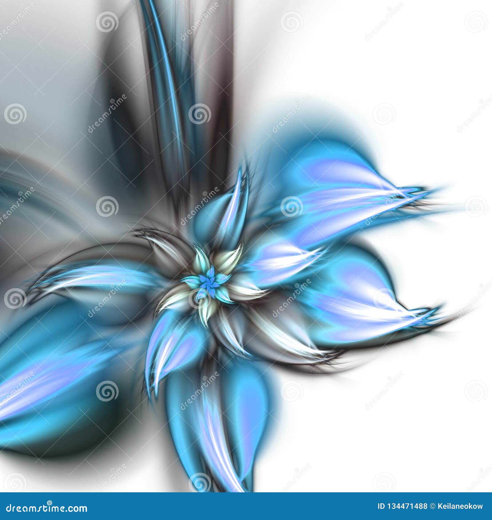 Light Blue Feathery Fractal Flower Stock Illustration Illustration Of