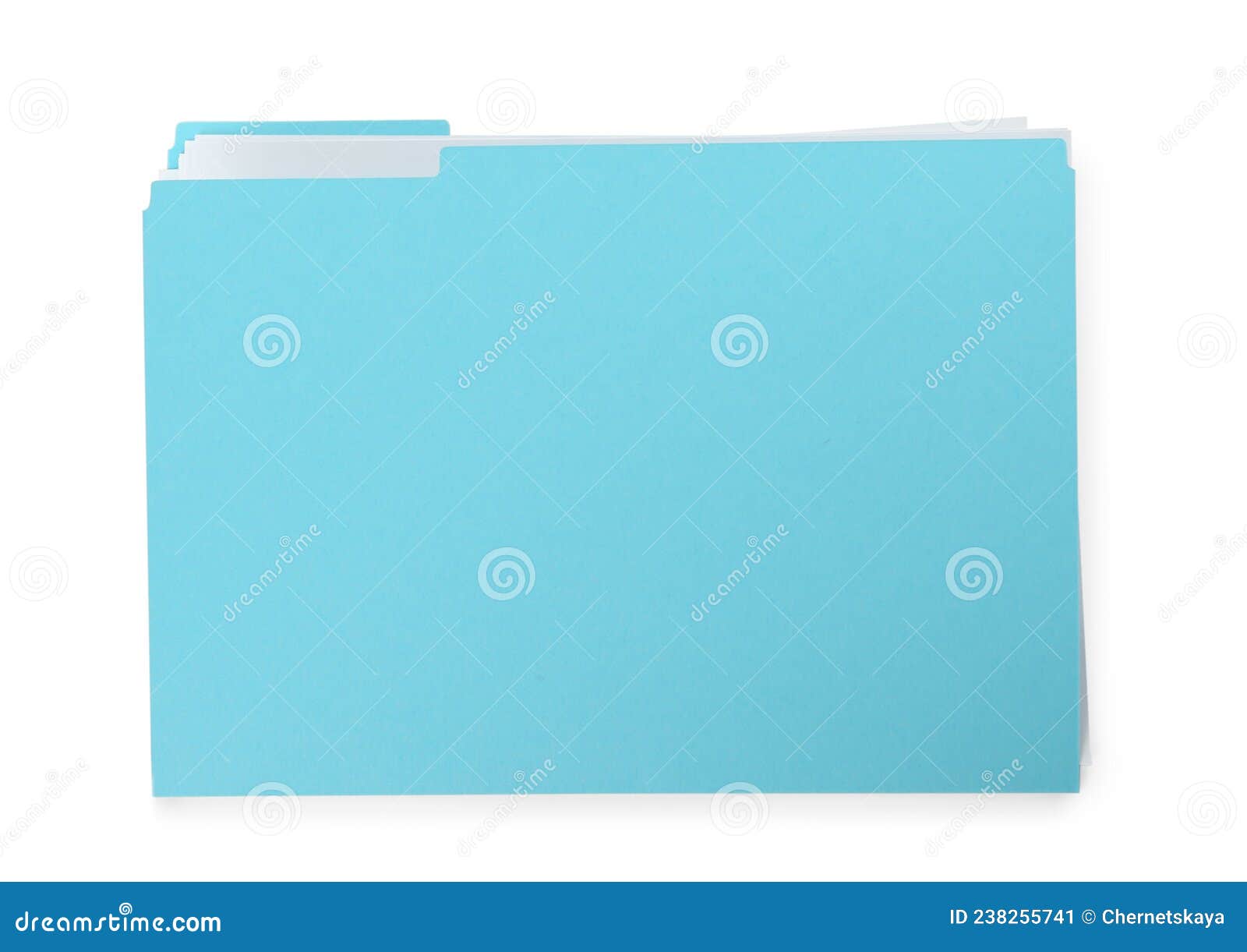 Light Blue File with Documents Isolated on White, Top View Stock Image ...
