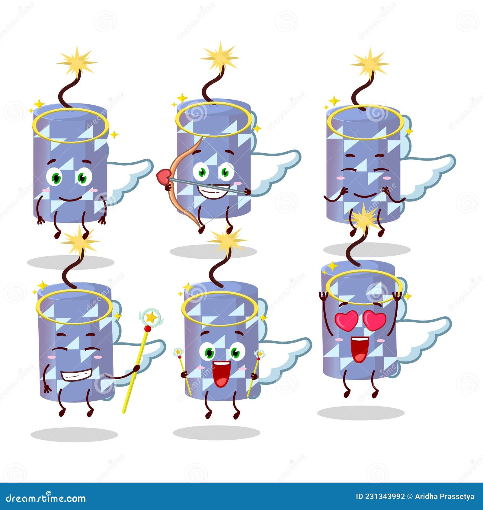 Light Blue Firecracker Cartoon Designs As a Cute Angel Character Stock ...