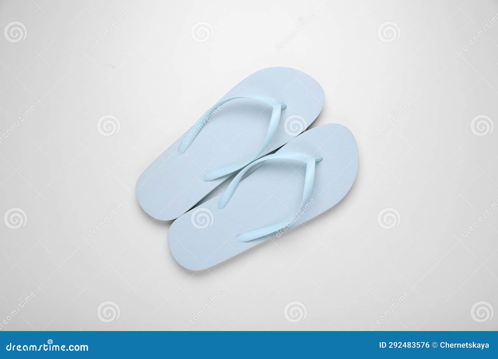 Light Blue Flip Flops on White Background, Top View Stock Photo - Image ...