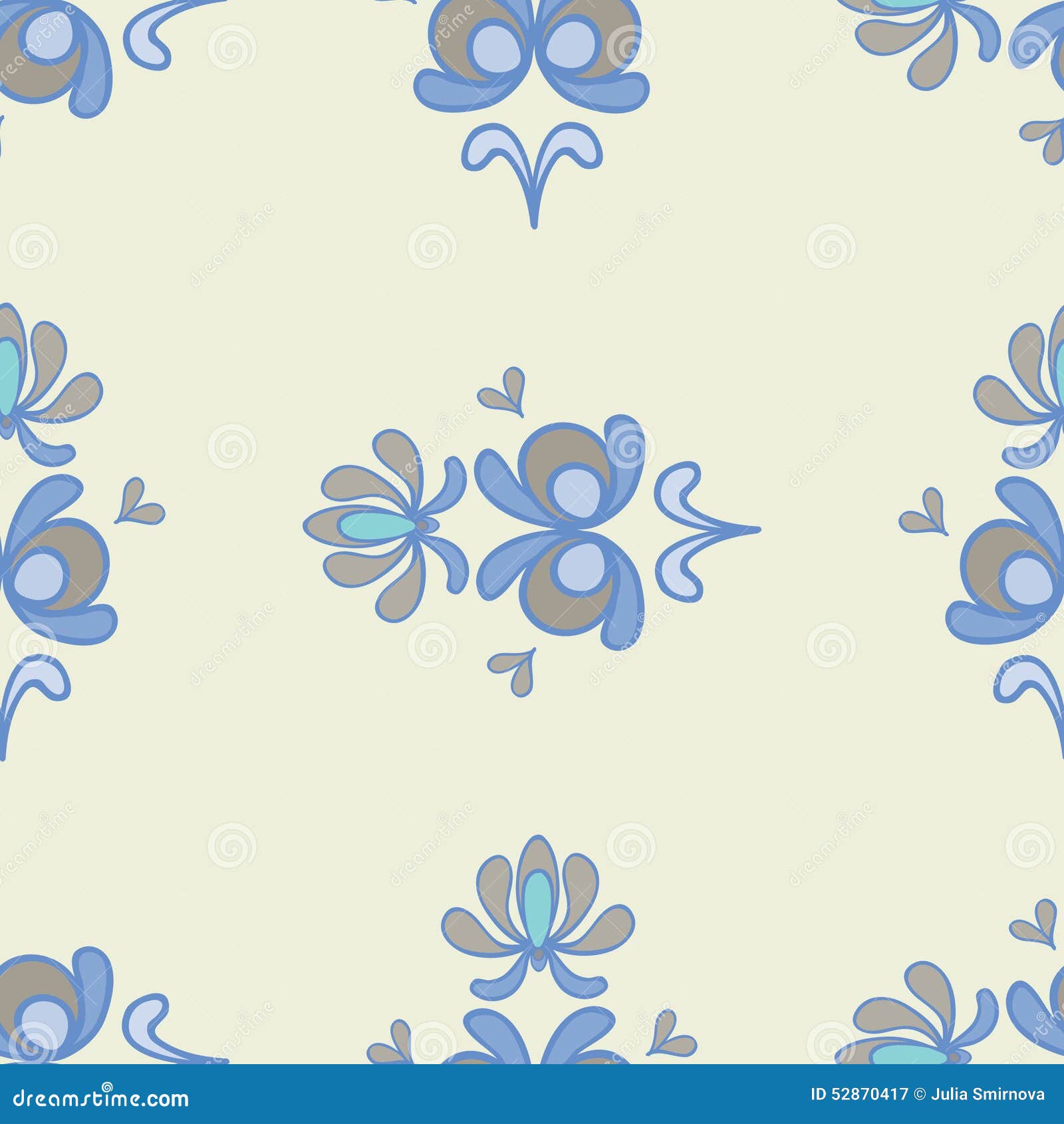 Light Blue Floral Ornamental Seamless Pattern Stock Vector ...