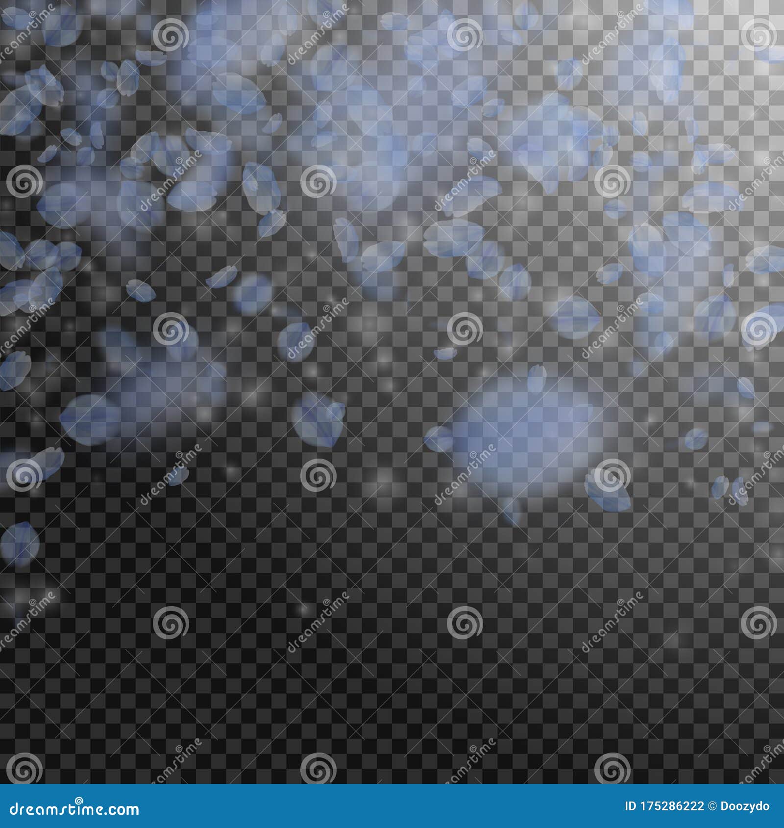 Light Blue Flower Petals Falling Down. Ecstatic Ro Stock Illustration ...