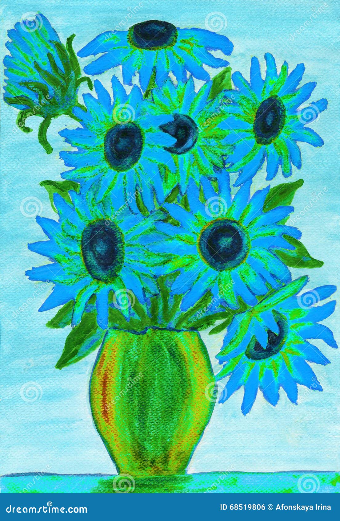 Light Blue Flowers, Illustration Stock Illustration - Illustration of ...