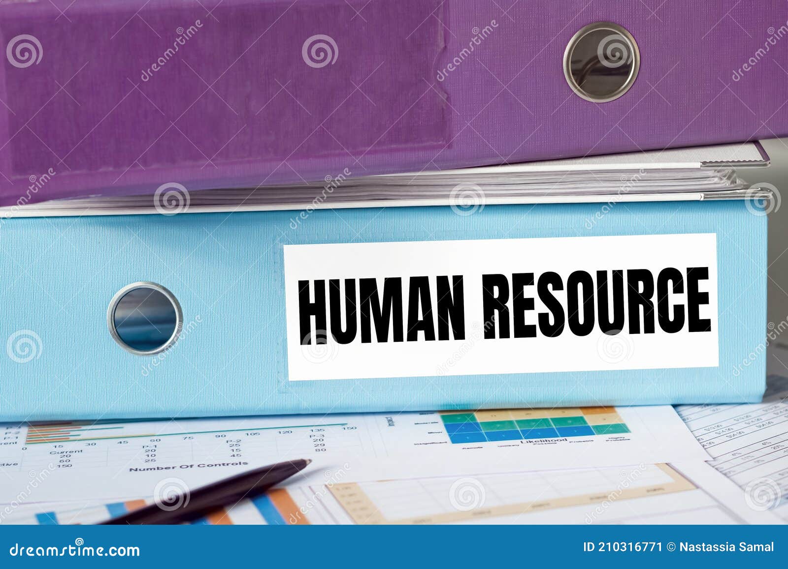A Light Blue Folder with the Label Human Resources Stock Image - Image ...