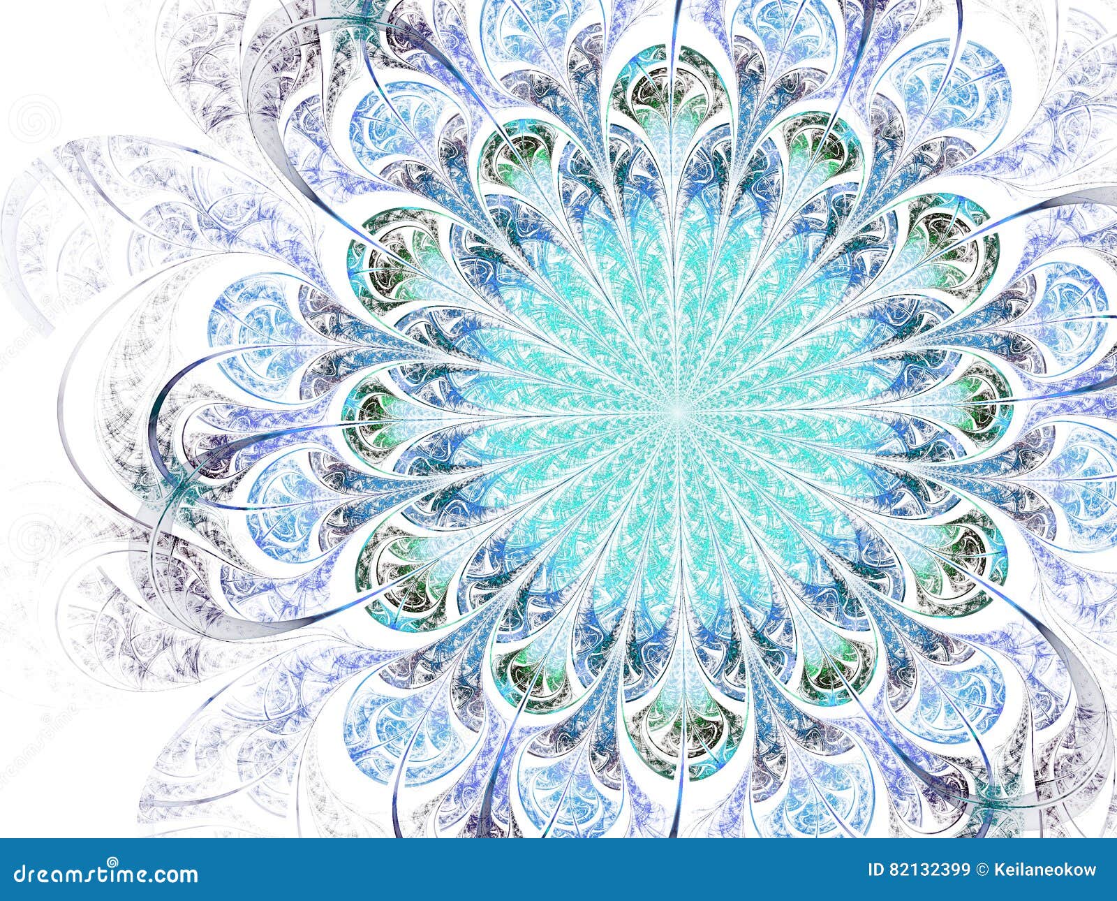 Light Blue Fractal Flower, Digital Artwork Stock Illustration ...